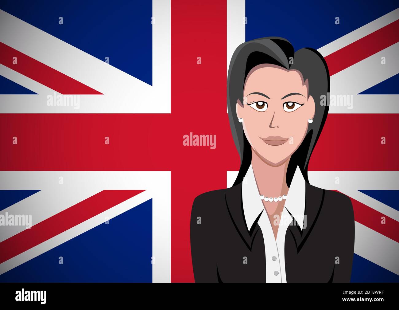 British people, ahead of the flag. Portrait of manager in flat design ...