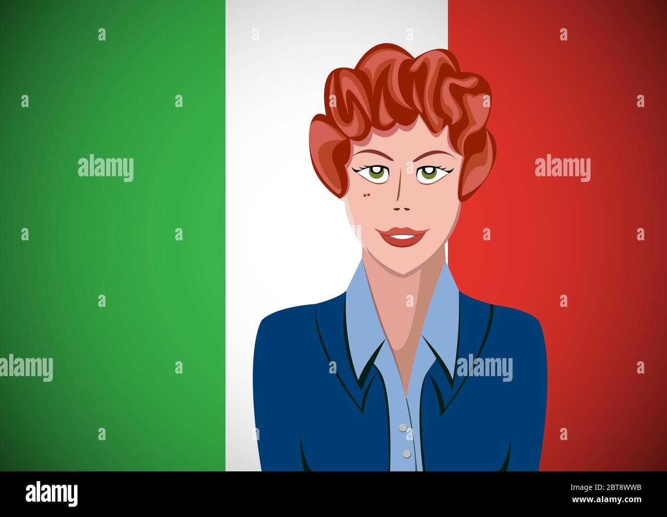 Italian people, ahead of the flag. Portrait of manager in flat design ...