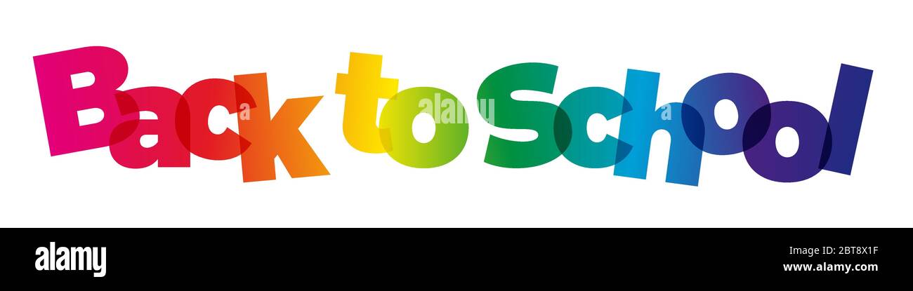 The word back to school. Vector banner with the text colored rainbow ...