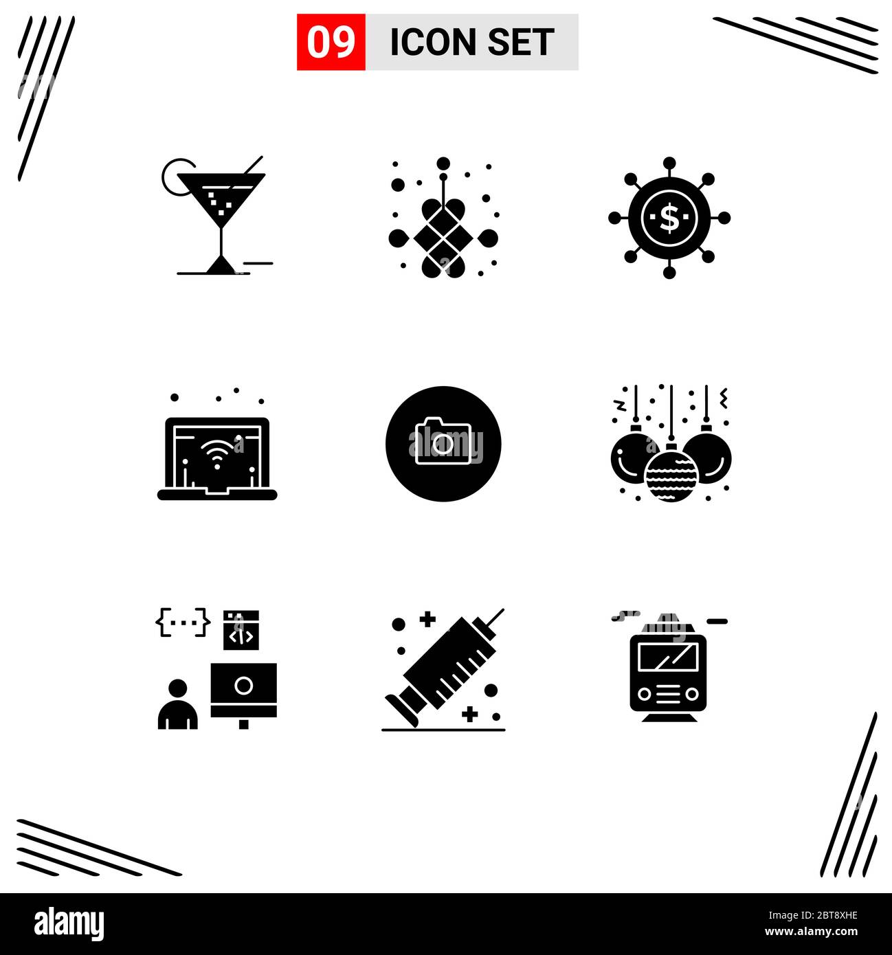 Set of 9 Modern UI Icons Symbols Signs for ui, image, business, camera ...