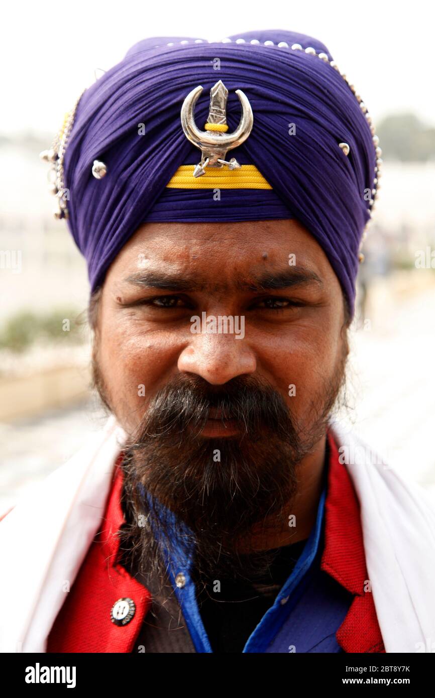 Portrait of a Sikh man, Portrait of Indian Sikh man in turban with ...