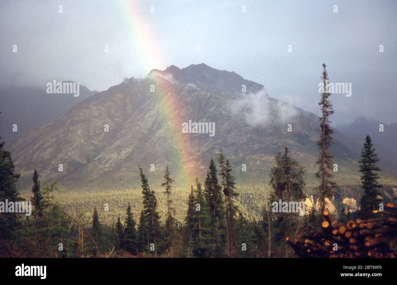 Look at the mountain and rainbow in the wilderness of Alaska Stock ...
