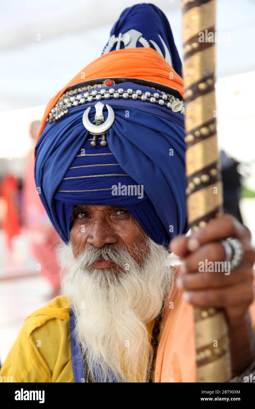 Portrait of a Sikh man, Portrait of Indian Sikh man in turban with ...