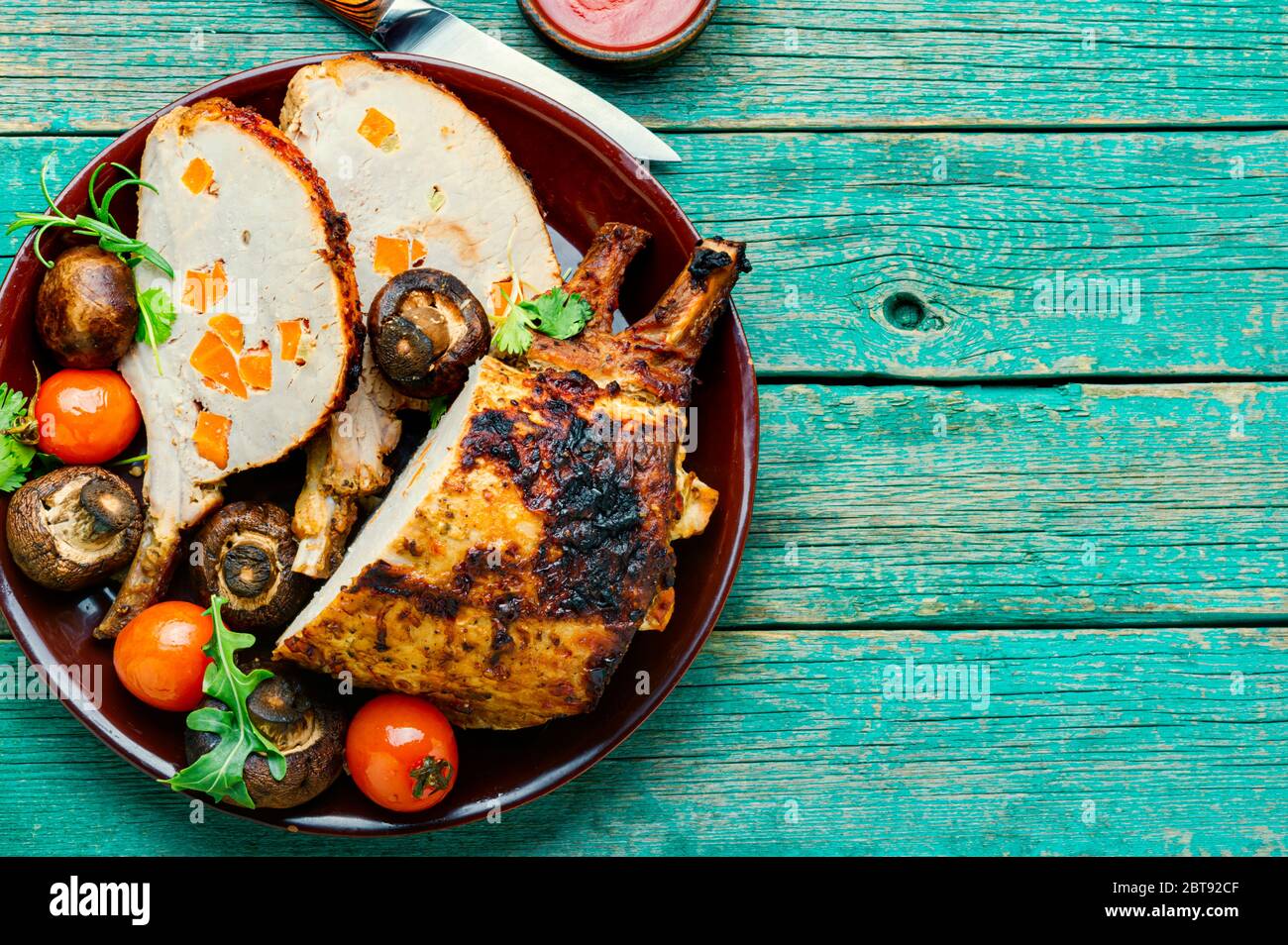 Pork loin or roasted rack of pork with vegetable Stock Photo - Alamy