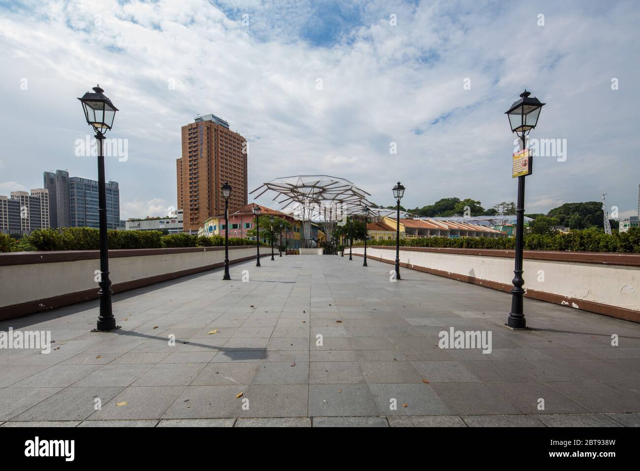 Symmetrical view of Read Bridge built in 1881. It leads to Clarke Quay ...