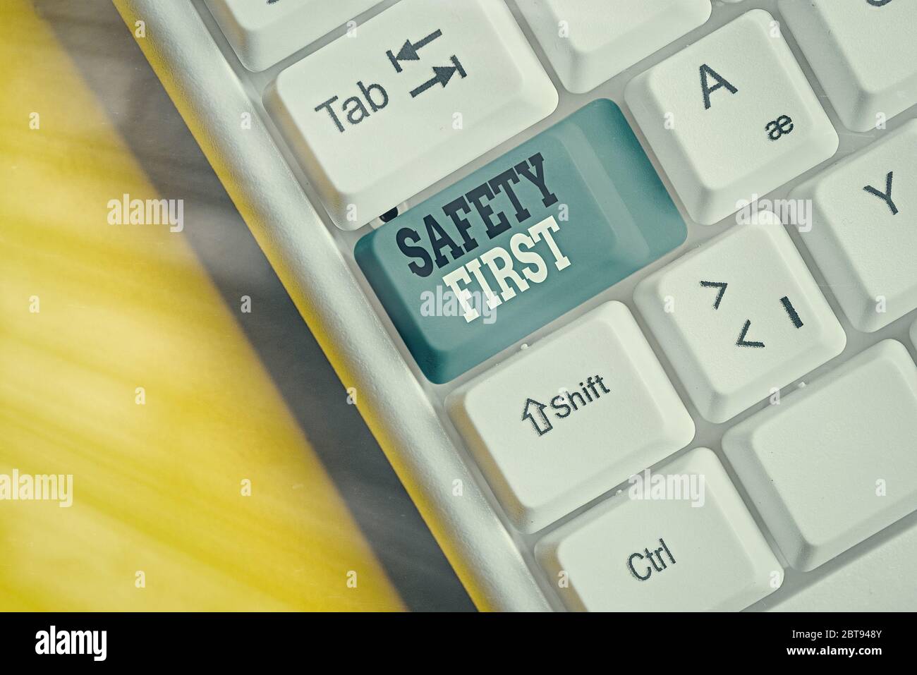 Word writing text Safety First. Business photo showcasing used to say ...