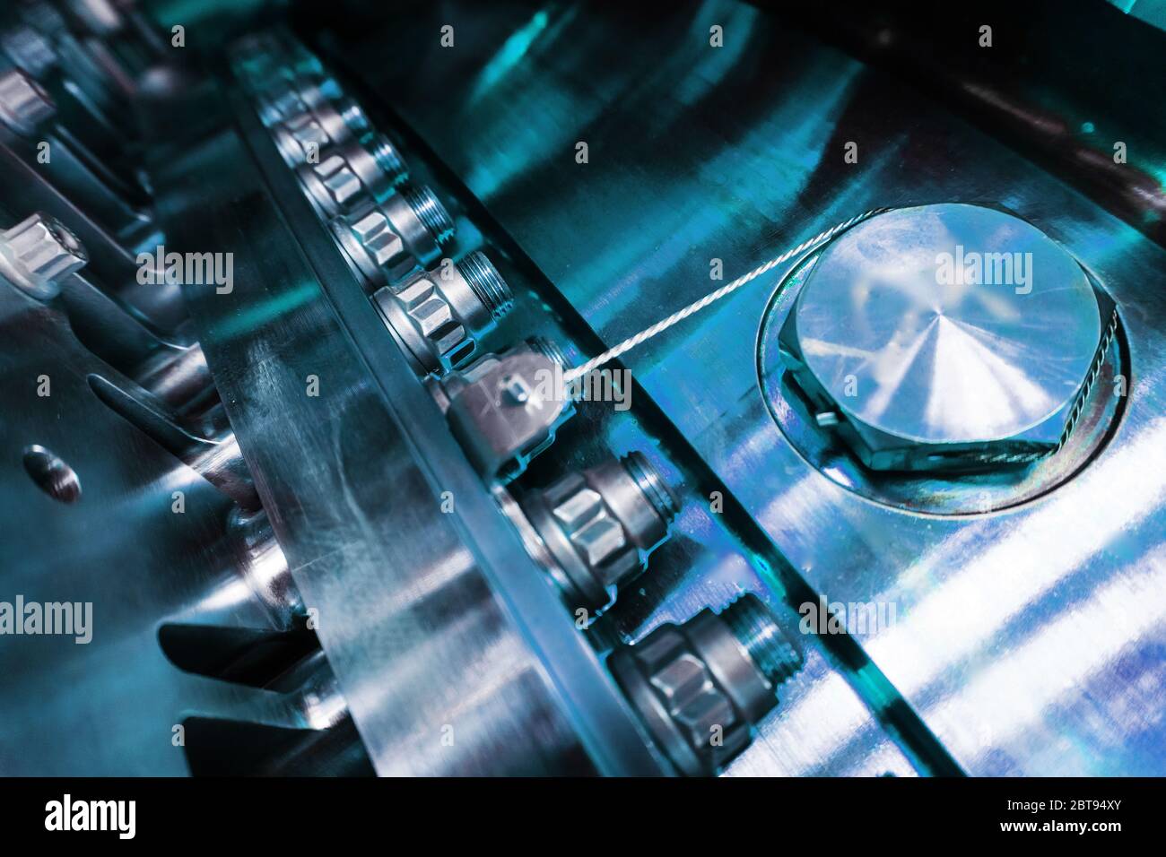 A detailed view of the gas turbine engine for generating electricity ...