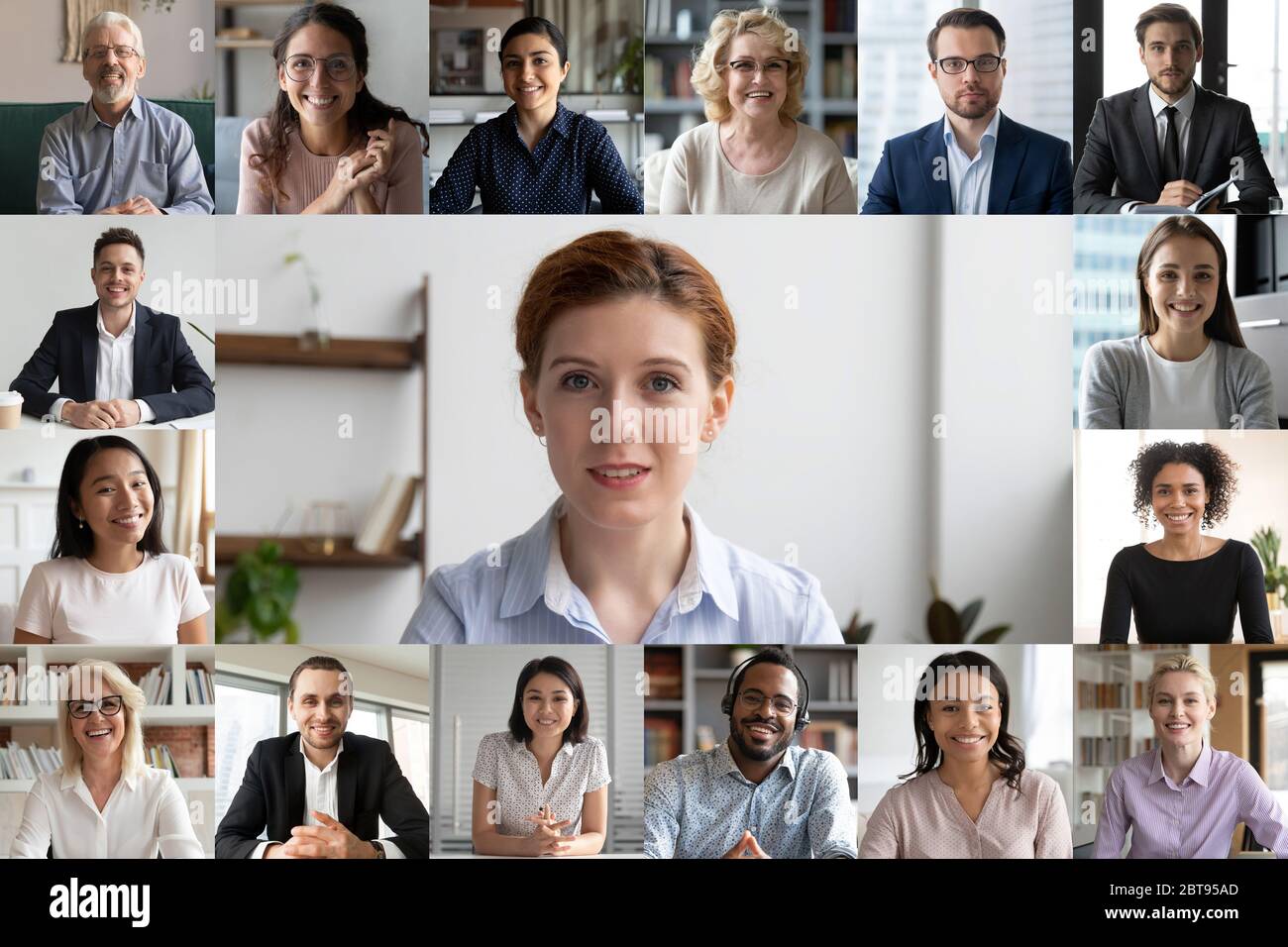 Screen view of diverse colleague have webcam team conference Stock ...