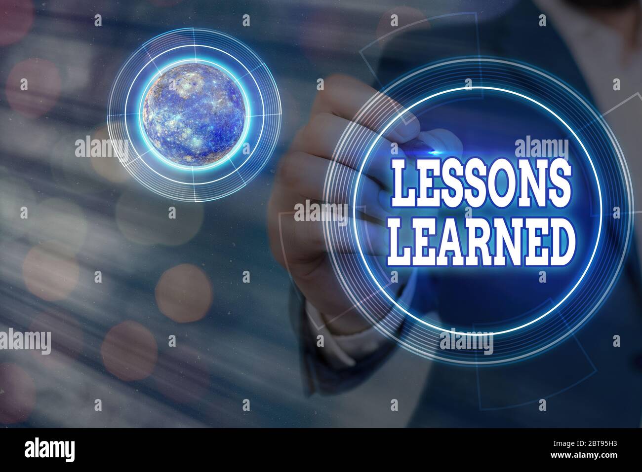 Conceptual hand writing showing Lessons Learned. Concept meaning the knowledge or understanding ...