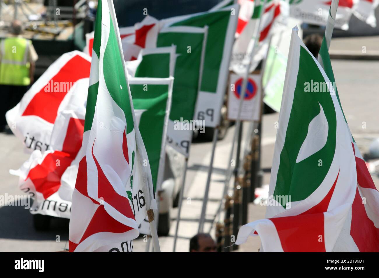 Cassino, Italy - May 8, 2011: The flags of the democratic party Stock ...