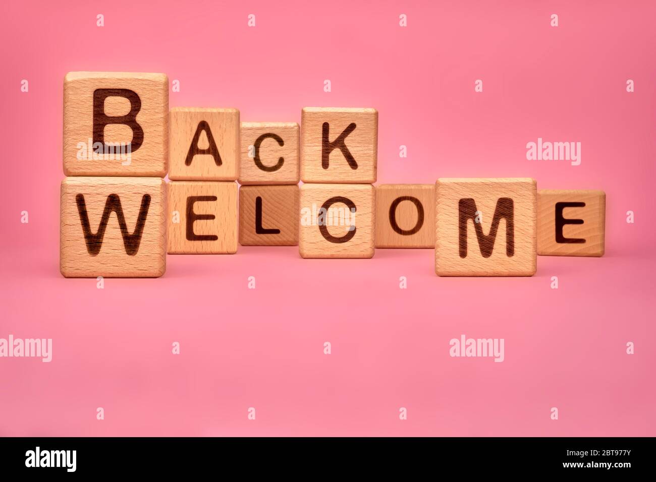 WELCOME BACK words made with building blocks, business concept. Message ...