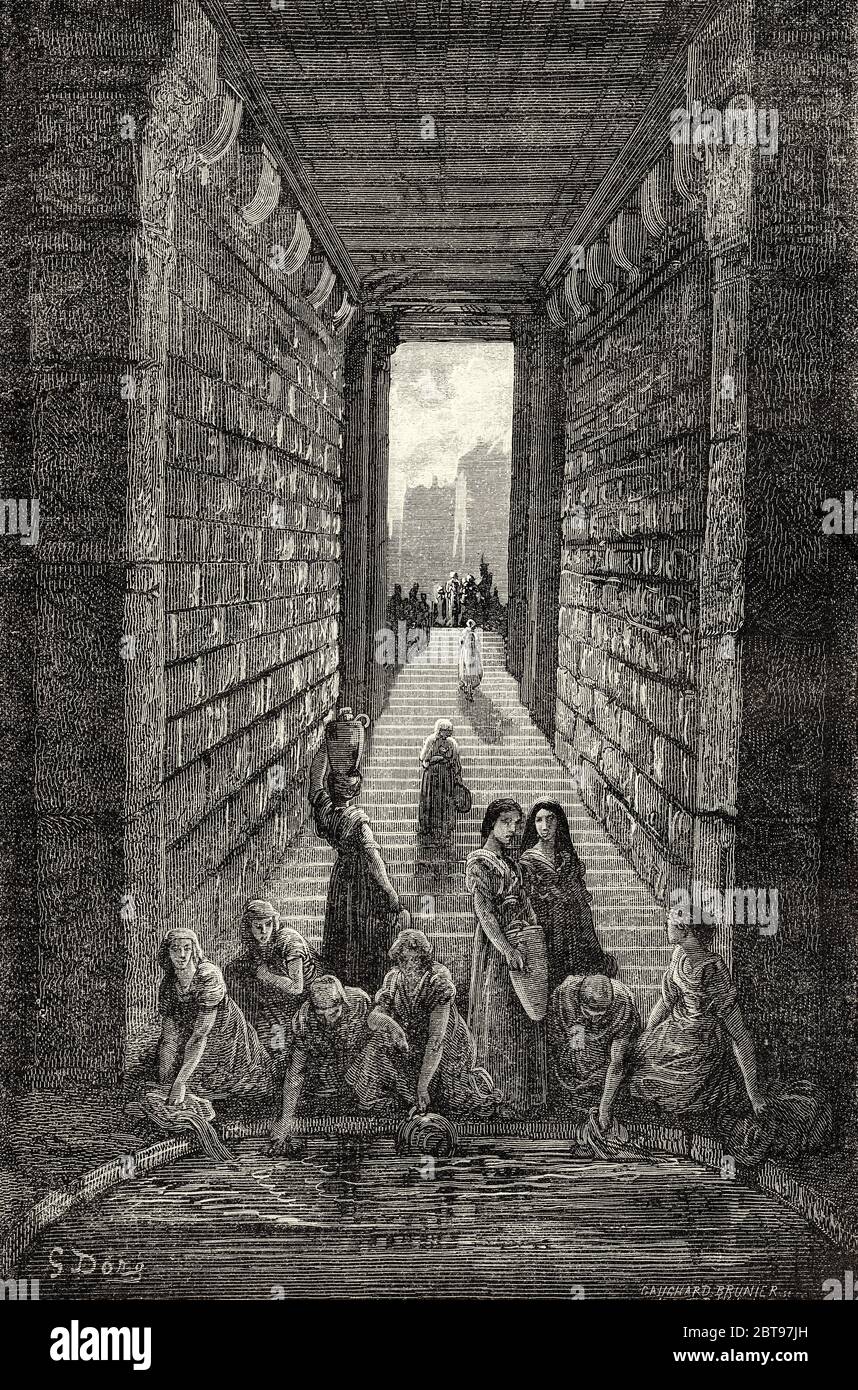 Ancient roman cistern in Merida, Extremadura, Spain, Europe. Old 19th ...