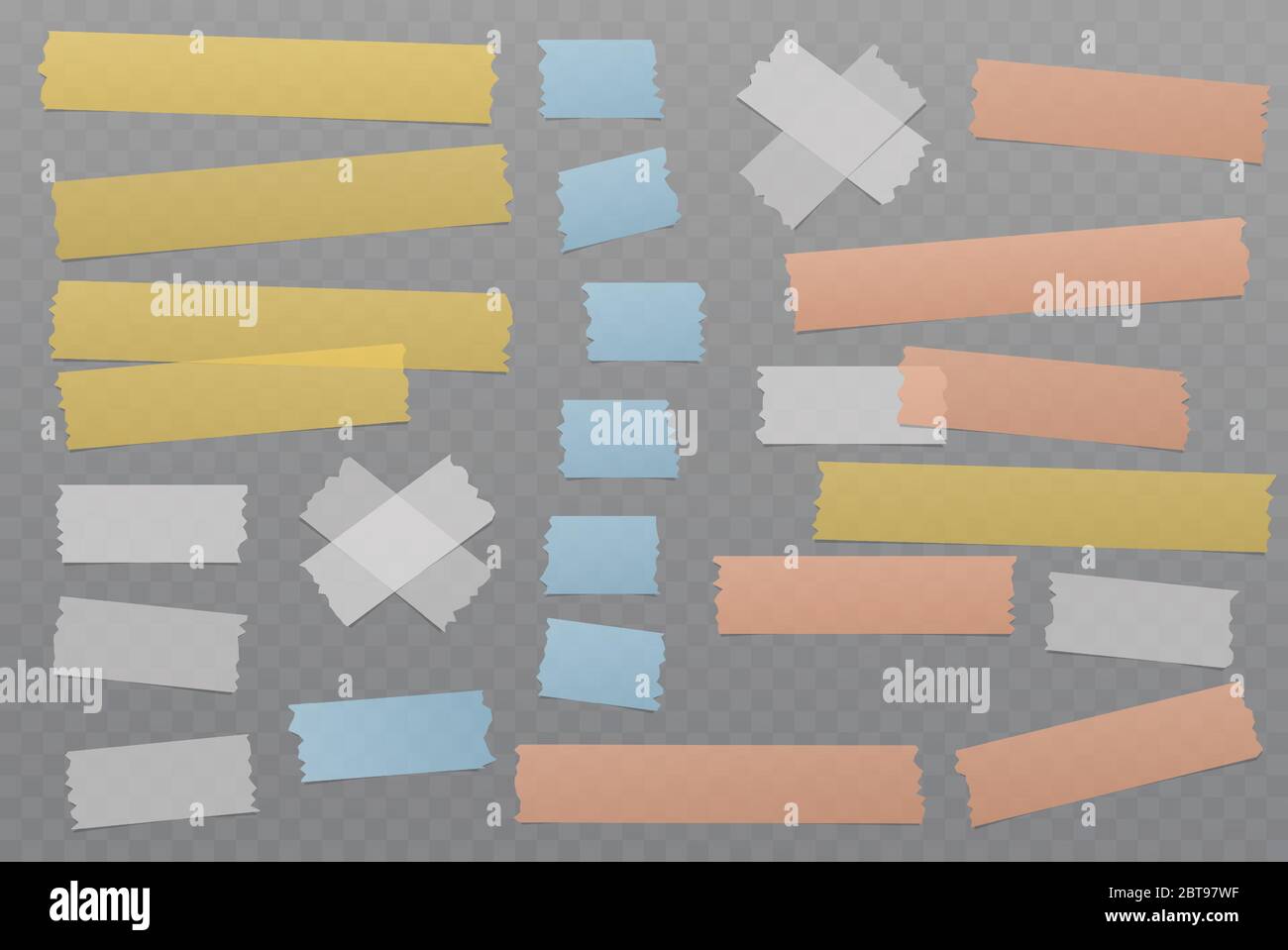 White and colorful different size adhesive, sticky, masking, duct tape ...