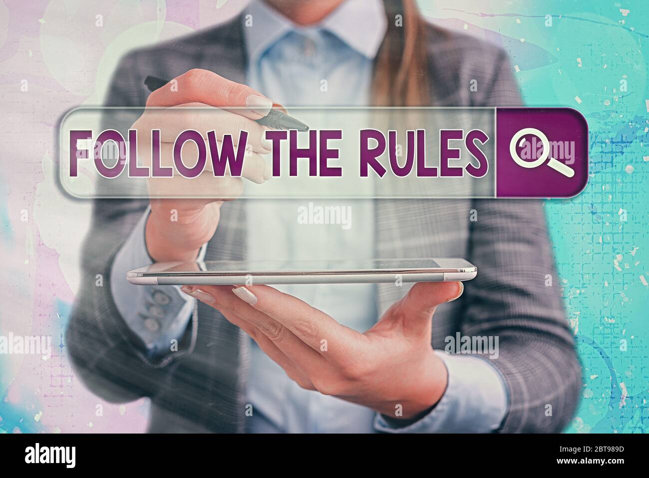 Conceptual hand writing showing Follow The Rules. Concept meaning go ...