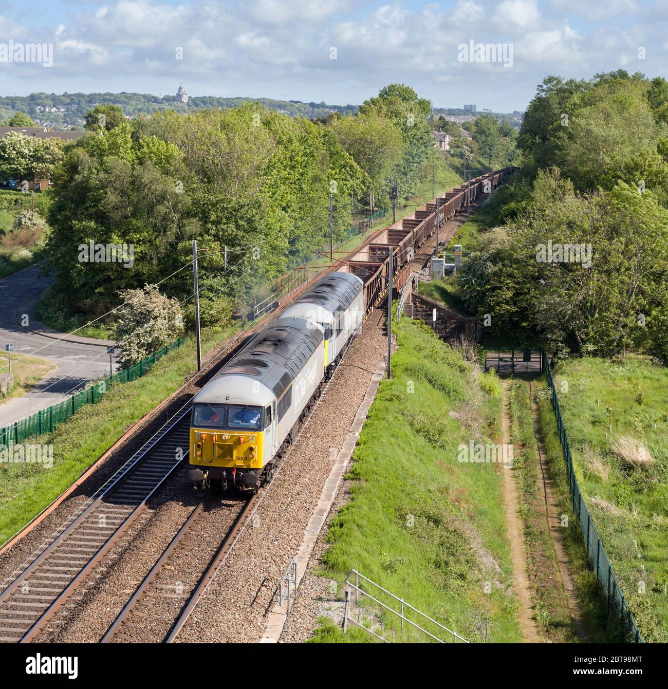 2 DC Railfreight class 56 locomotives 56103 + 56091 hauling a train of ...