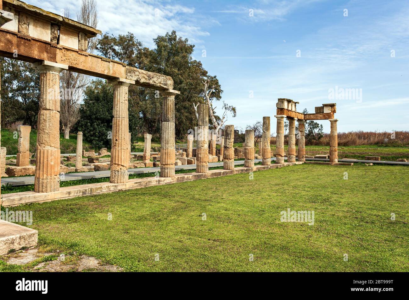 Temple of Artemis in archaeological site of Brauron, Attica, Greece ...