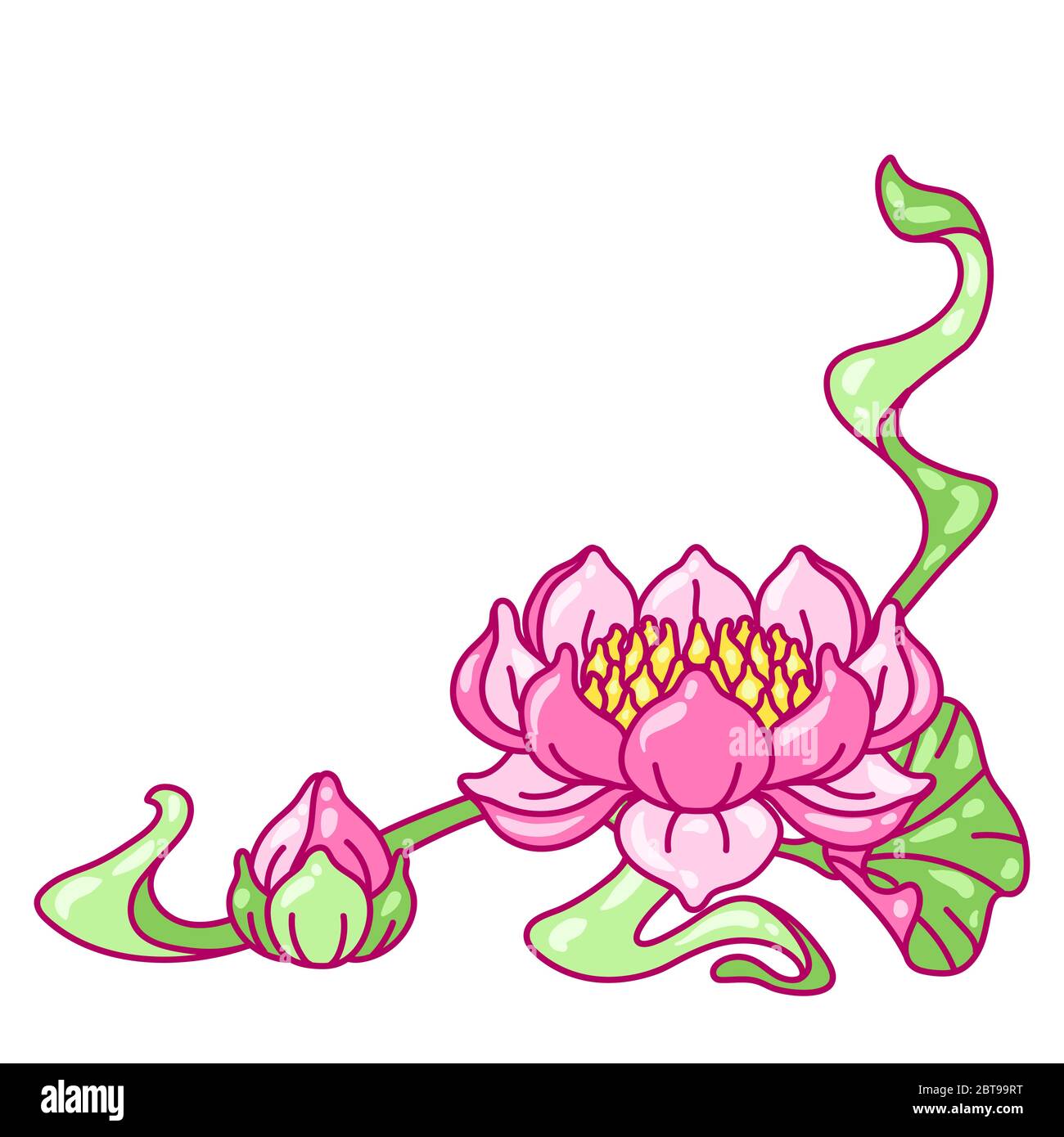 Decorative element with lotus flowers. Art Nouveau vintage style Stock ...