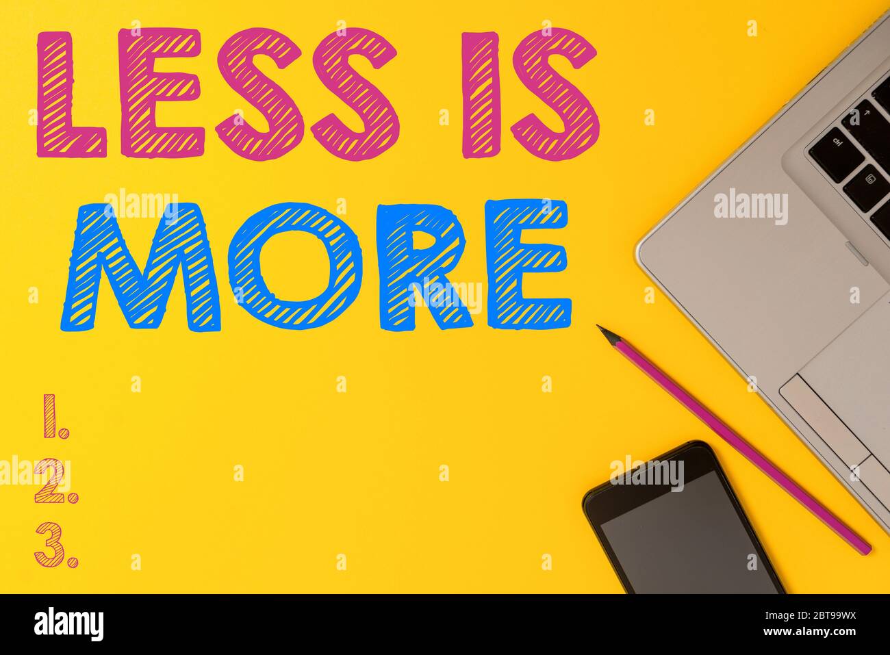 Handwriting text Less Is More. Conceptual photo used to express a ...