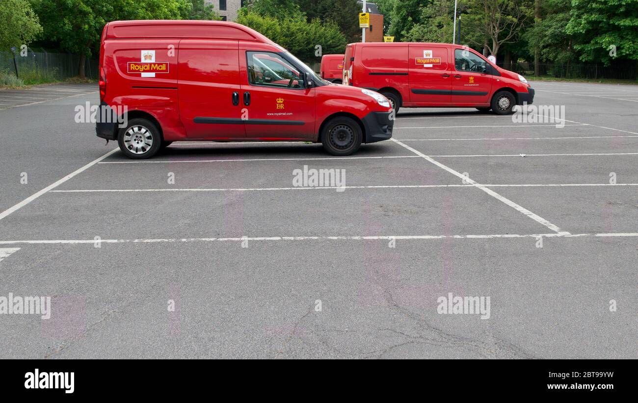 24 May 2020 - England, UK: Red Royal Mail Vans Parked In Car Park Stock ...