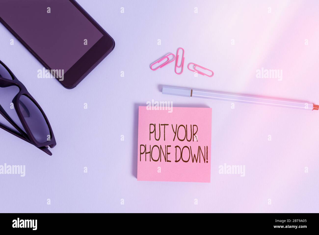 Writing note showing Put Your Phone Down. Business concept for end ...