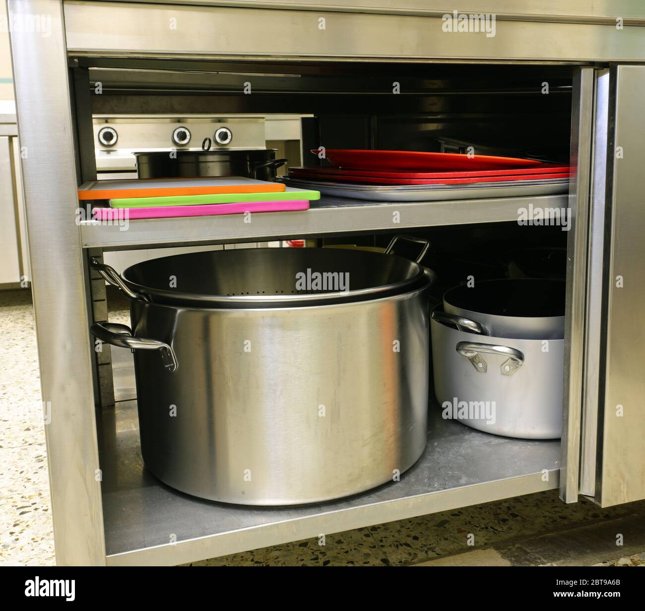 closet of many pots and pans inside the restaurant Stock Photo - Alamy
