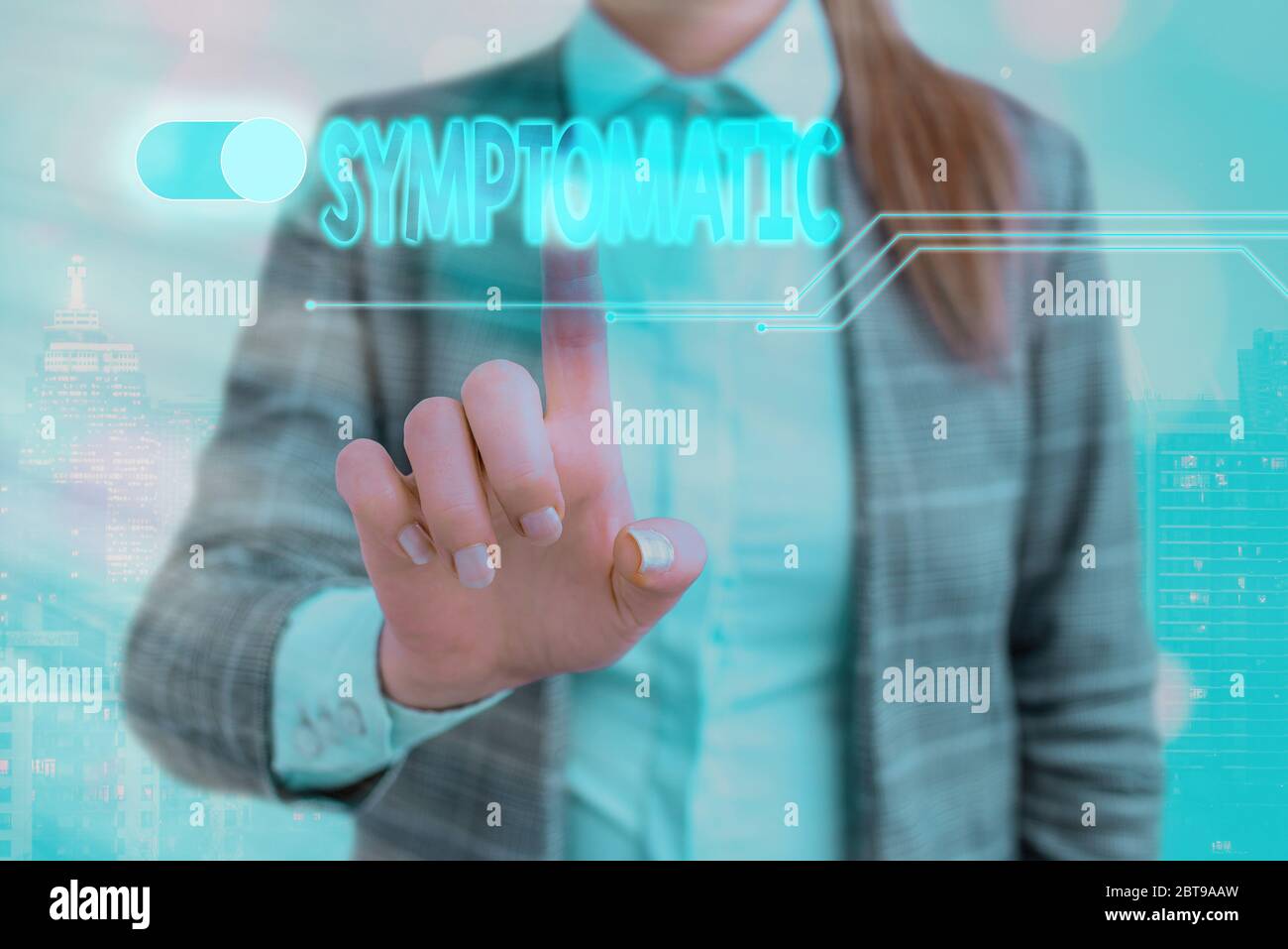 Word writing text Symptomatic. Business photo showcasing serving as ...