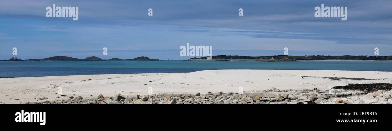 Looking across to Tresco from a beach on St. Mary's, Isles of Scilly ...