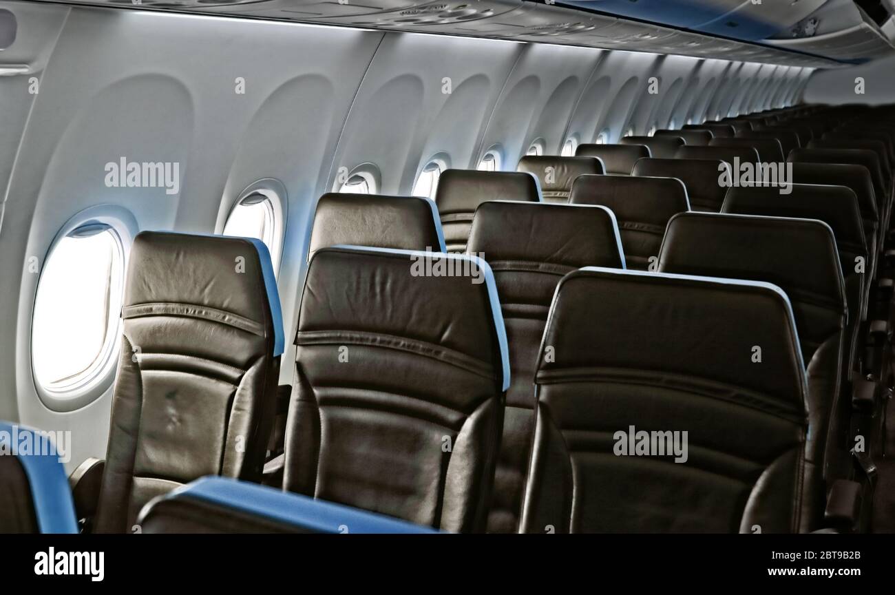 empty cabin passanger plane seats Stock Photo - Alamy