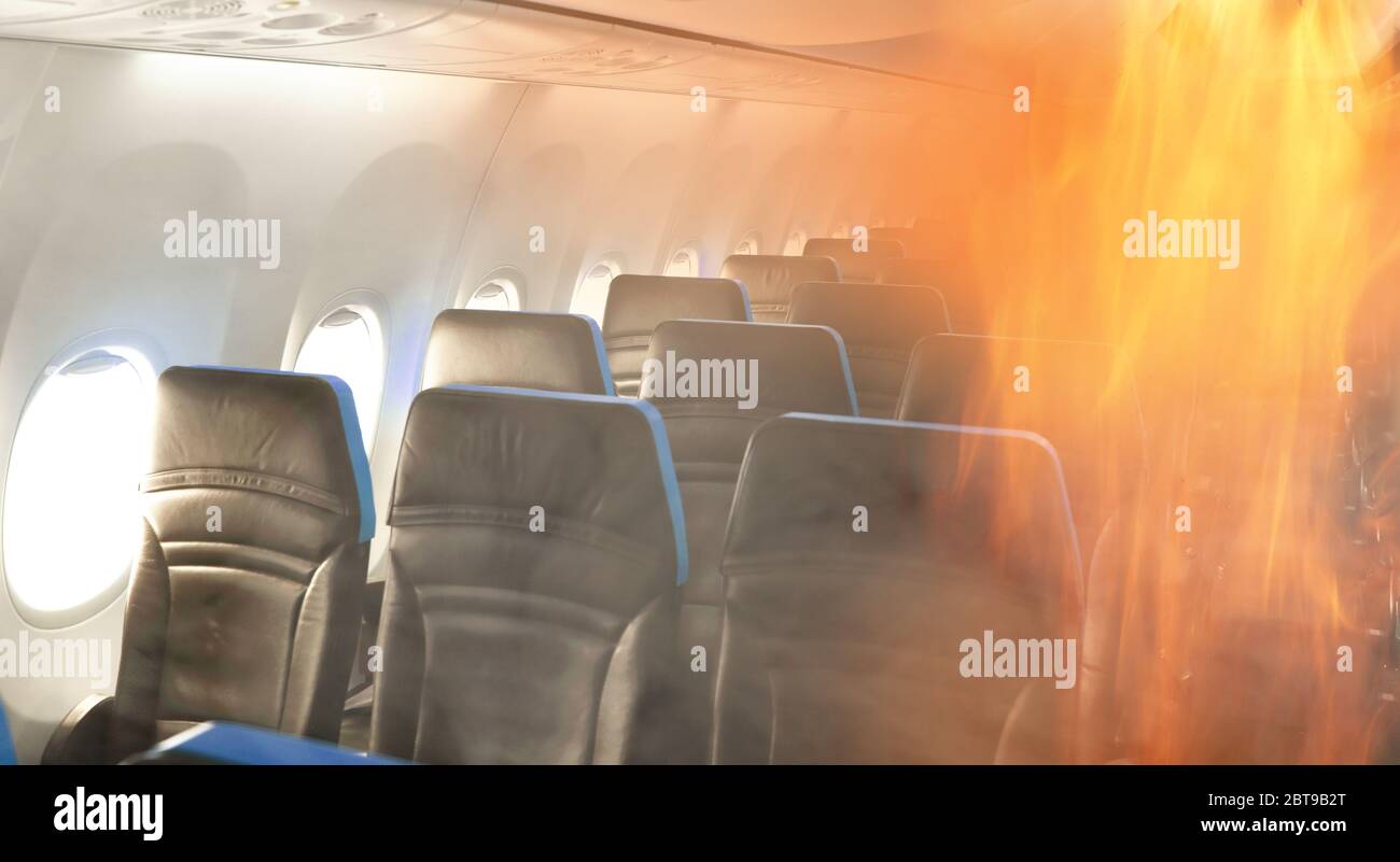 Fire in passanger plane Stock Photo - Alamy