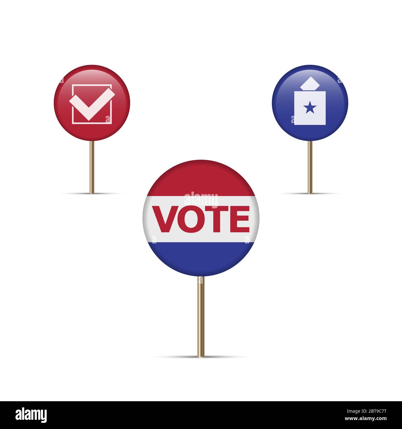 Vote here, voting map pins, location markers. Polling place. The US ...