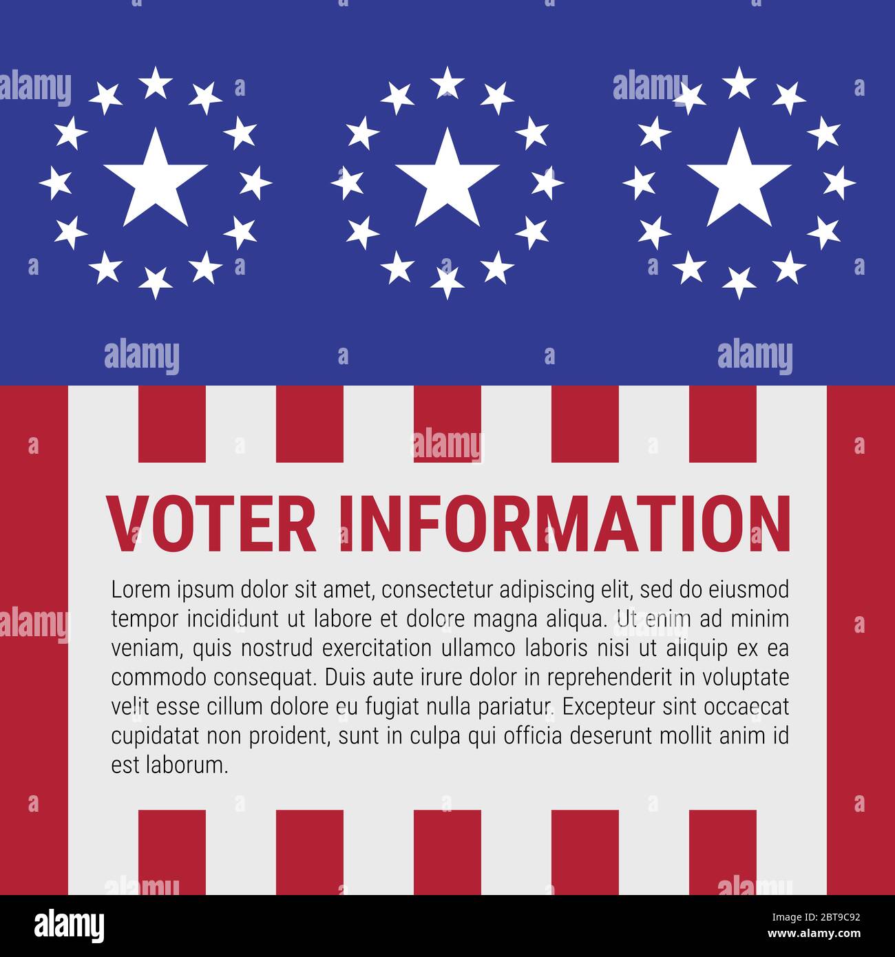 Voter information stand design. Stars and stripes background. The US ...