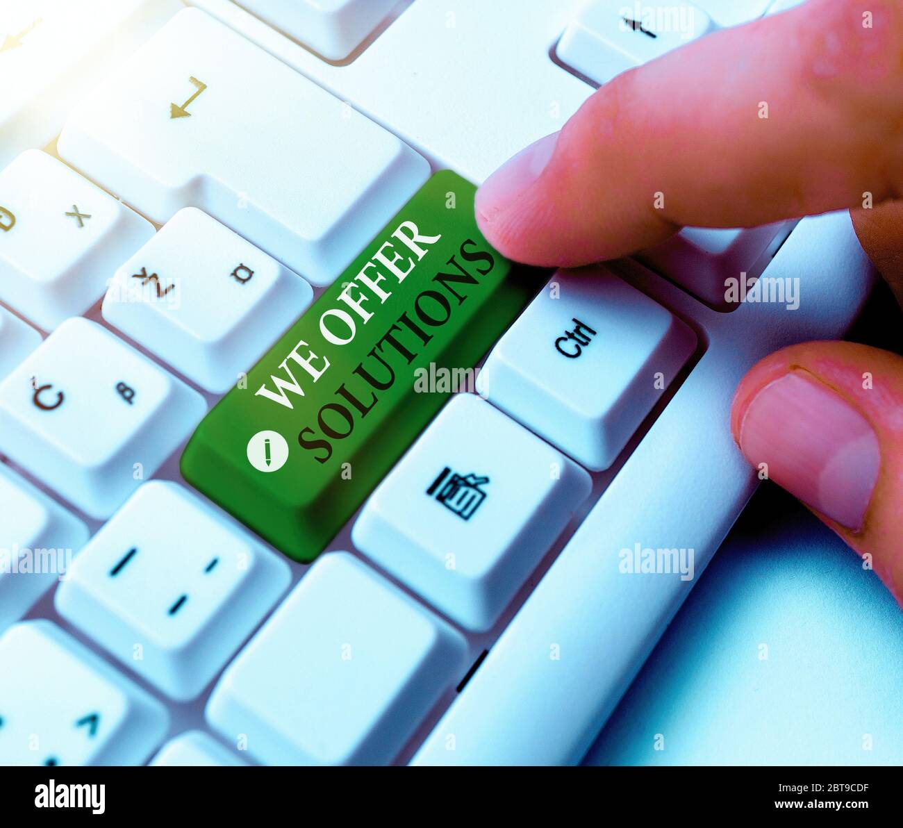 Conceptual hand writing showing We Offer Solutions. Concept meaning way ...