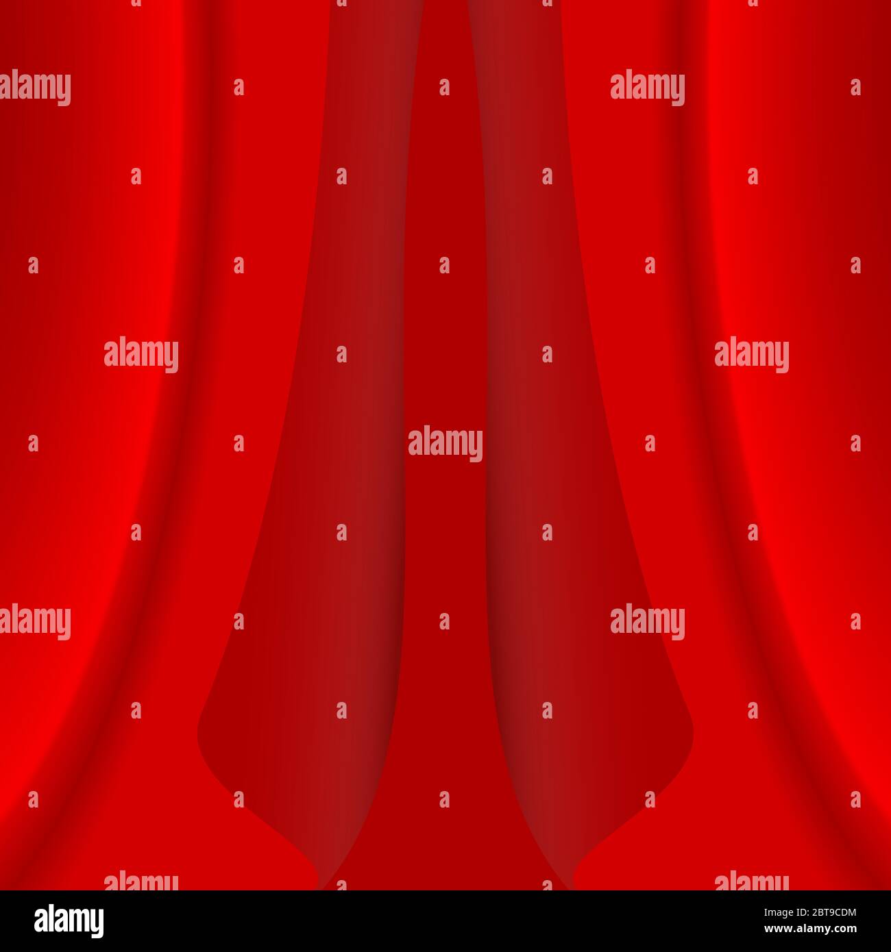 Closed red curtain. Realistic red velvet curtain on red background ...