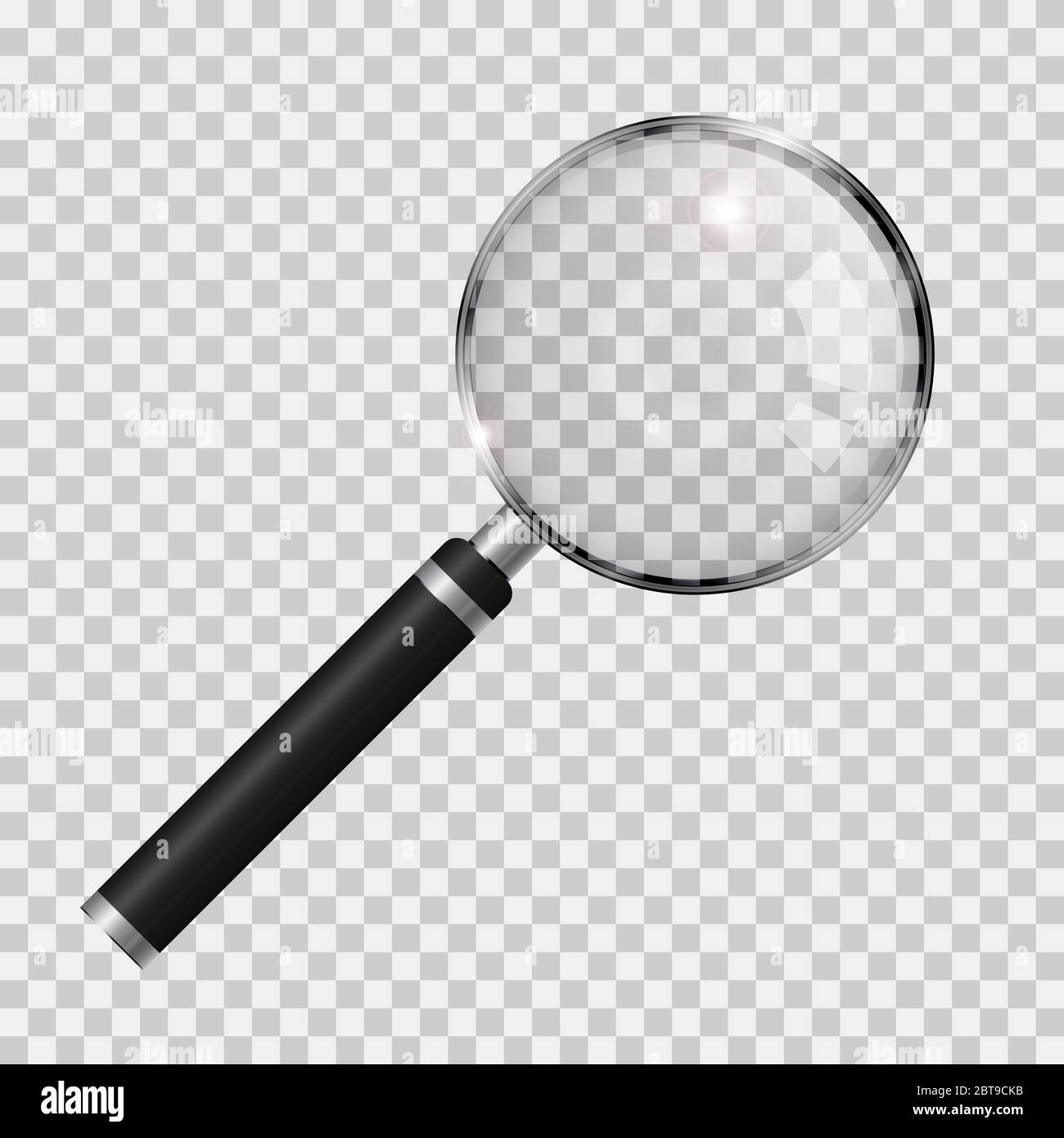 Magnifying glass realistic illustration. Silver magnifier isolated on ...