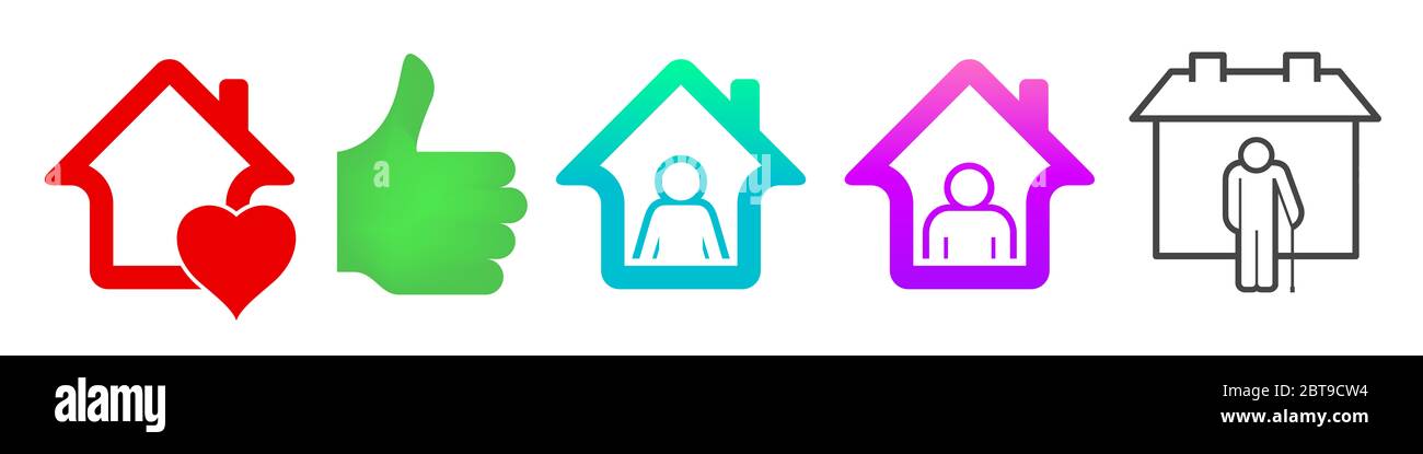 Stay home, stay safe icon set. illustration Stock Photo - Alamy