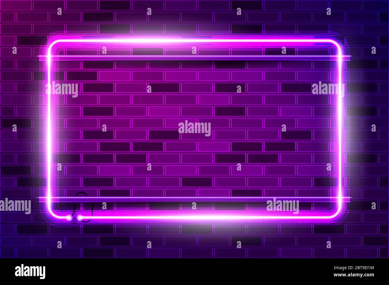 Horizontal rectangular frame glowing neon sign or LED strip light ...