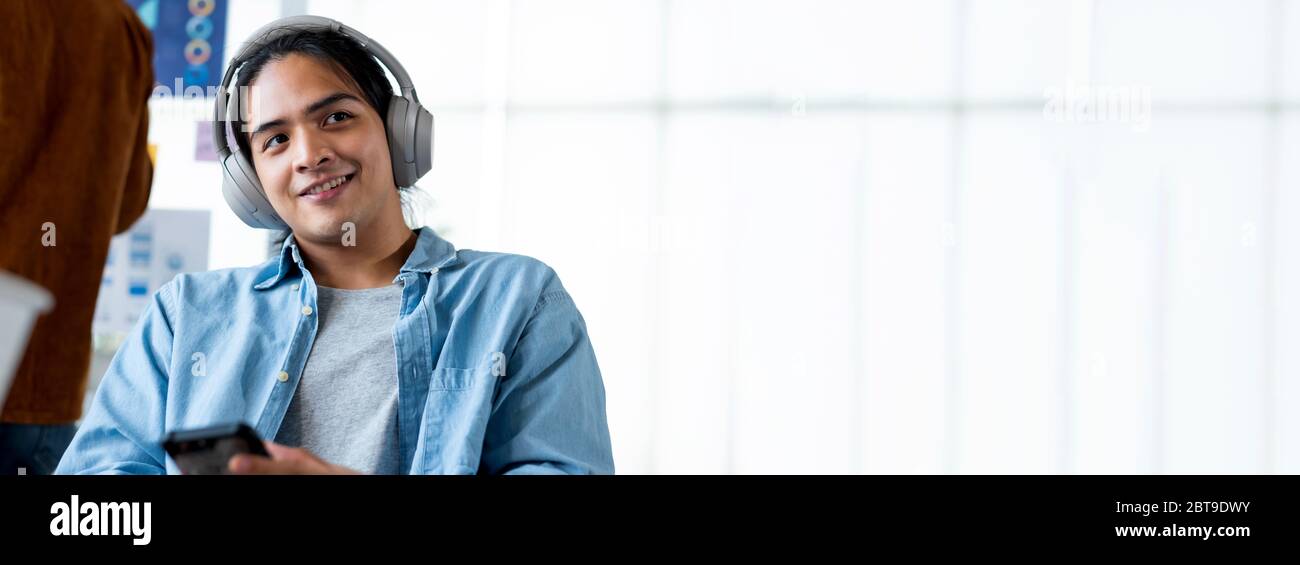 Mockup thinking asian man hi-res stock photography and images - Alamy