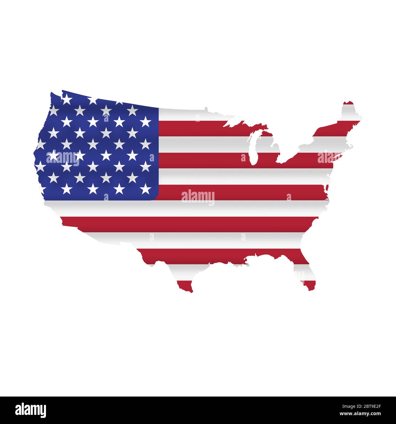 Detailed USA flag map. Waving flag of the United States, US map ...