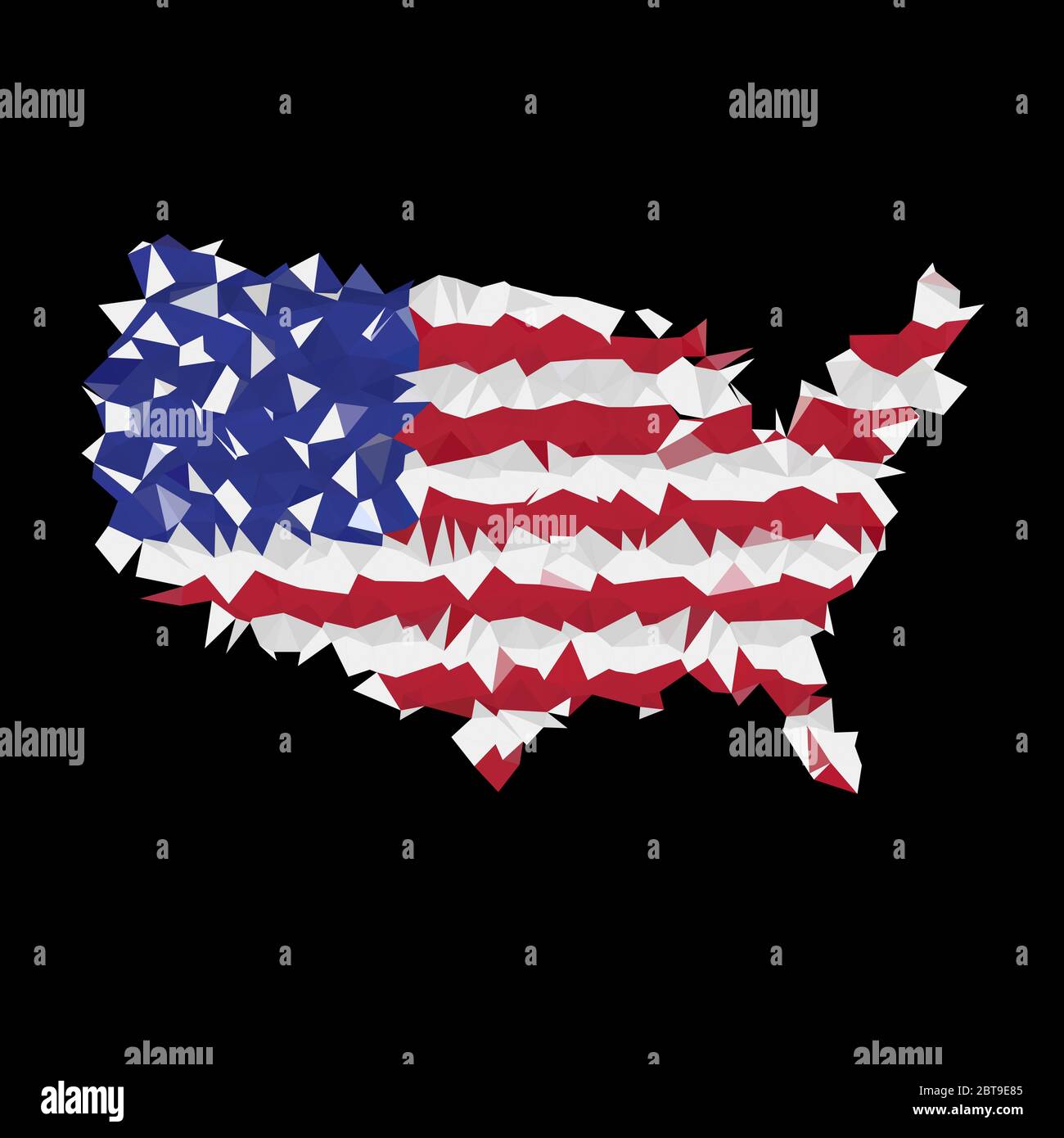 USA polygonal flag map with triangulation effect. illustration Stock ...