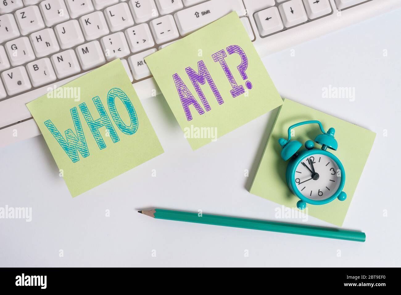 Writing note showing Who Am I Question. Business concept for asking ...