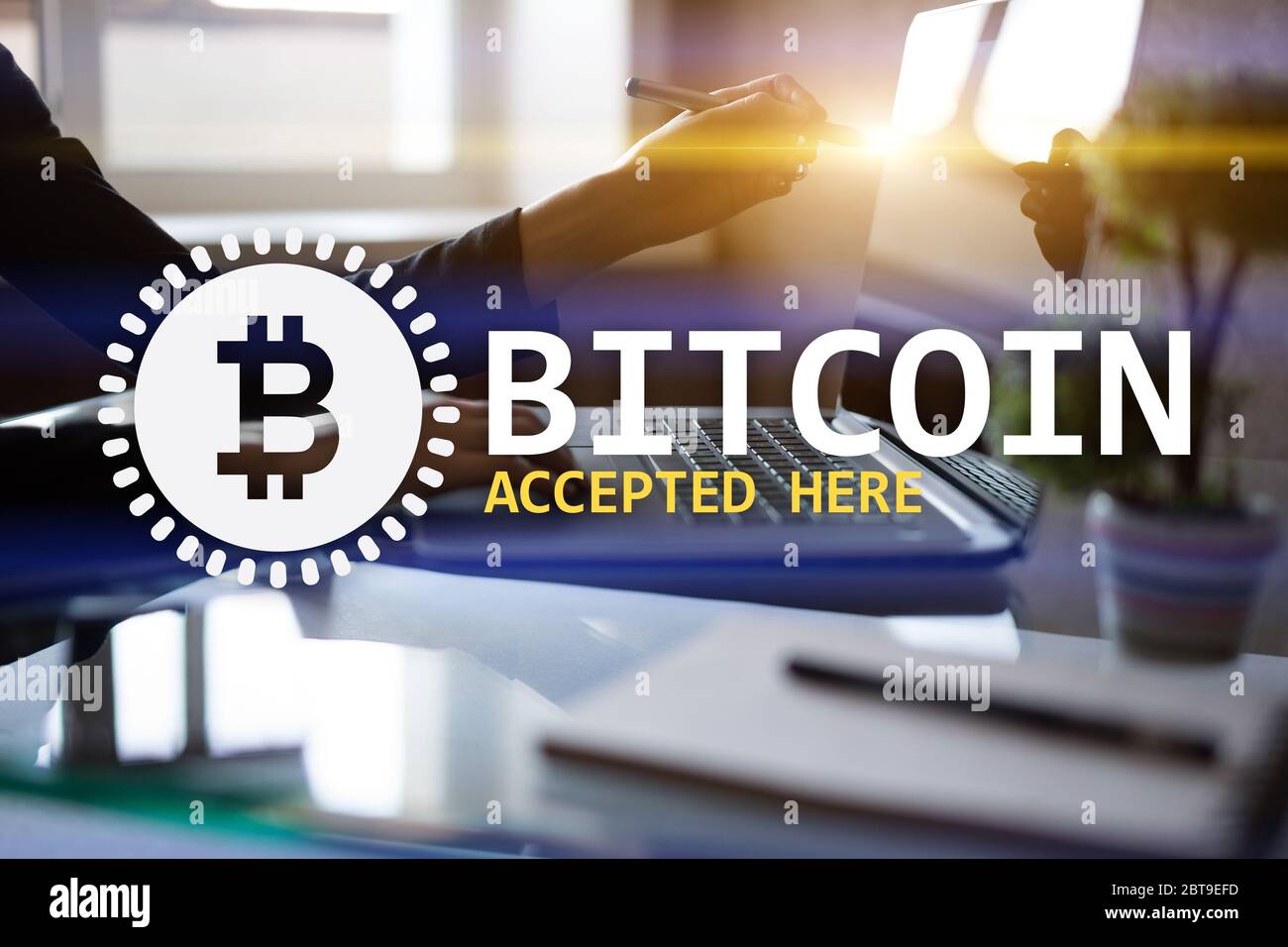 Bitcoin accepted hi-res stock photography and images - Alamy