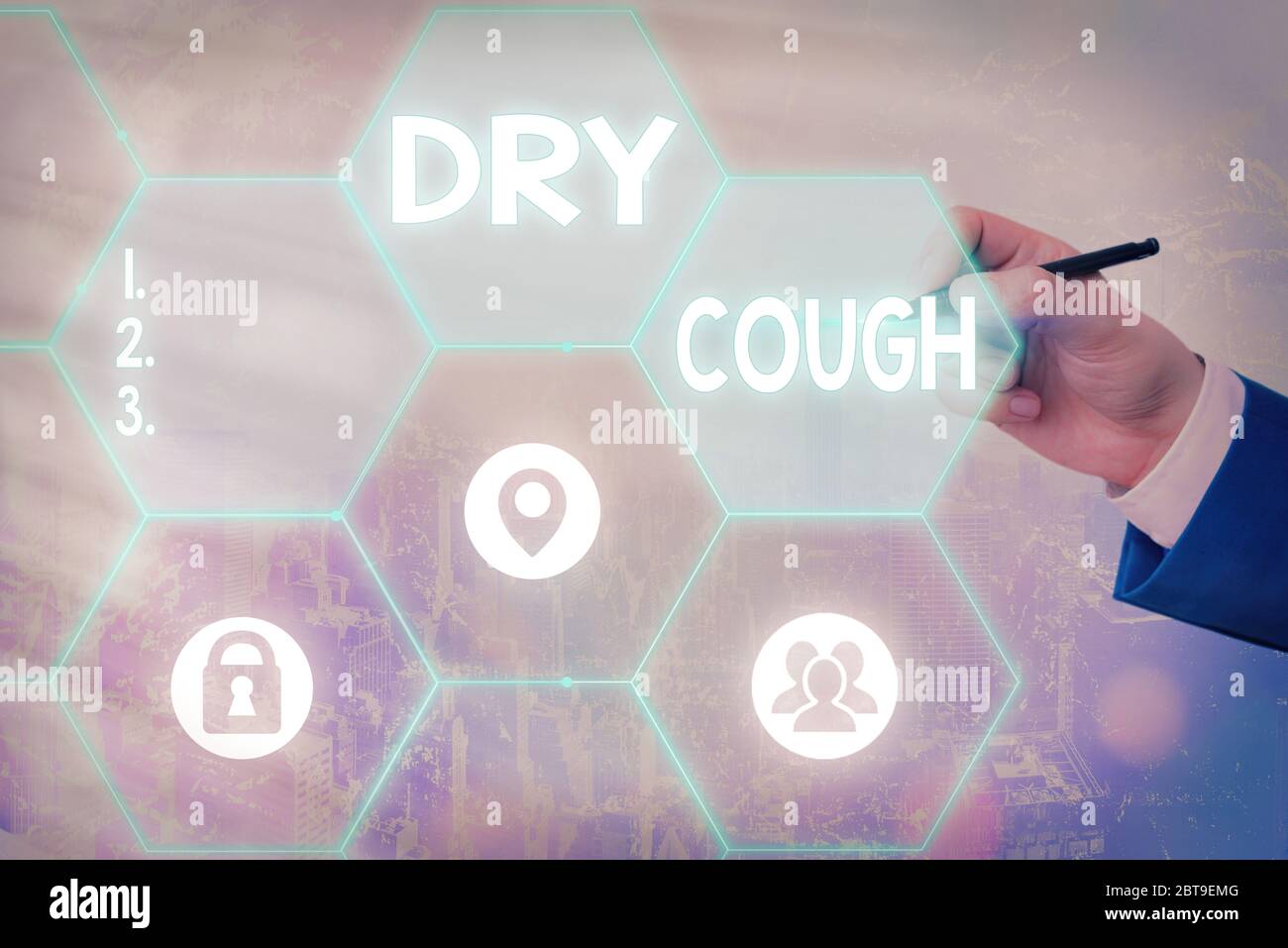 Writing note showing Dry Cough. Business concept for cough that are not ...