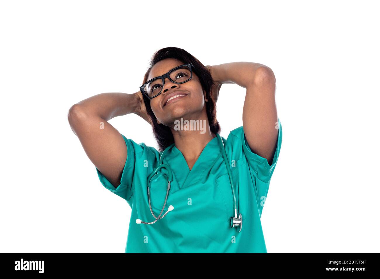 Doctor with green uniform isolated on a white background Stock Photo ...