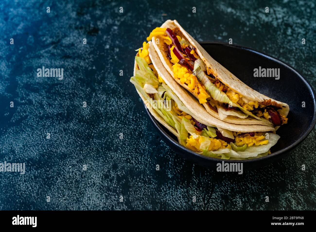 Turkish Mexican Style Taco Cig Kofte with Kidney Beans, Red Onions ...