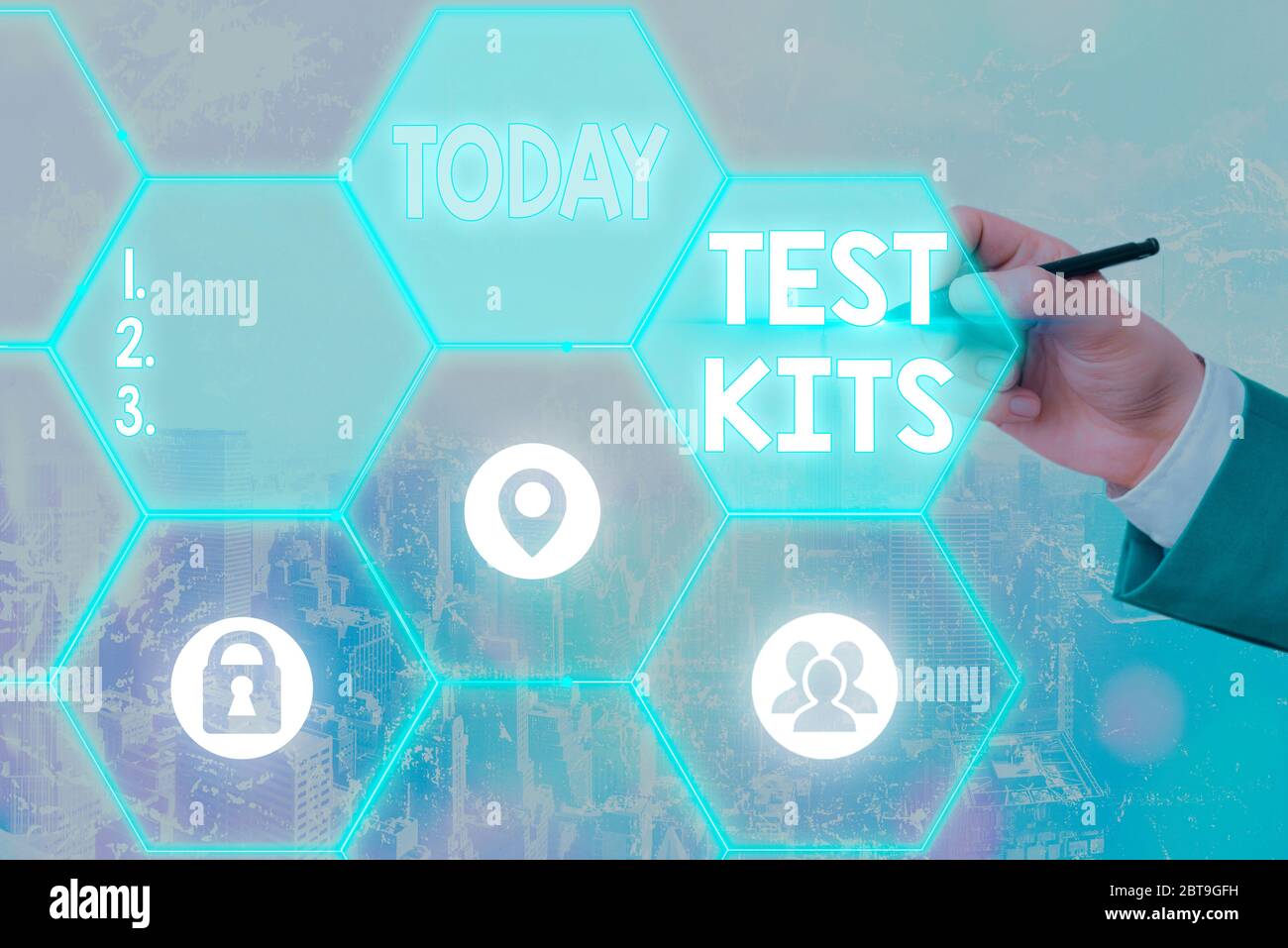 Writing note showing Test Kits. Business concept for tools used to ...