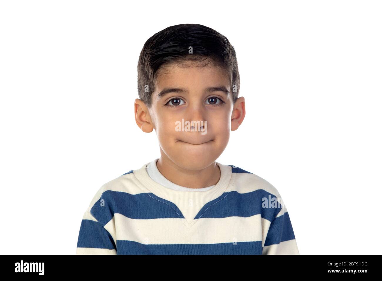 Adorable latin child isolated on a white background Stock Photo - Alamy