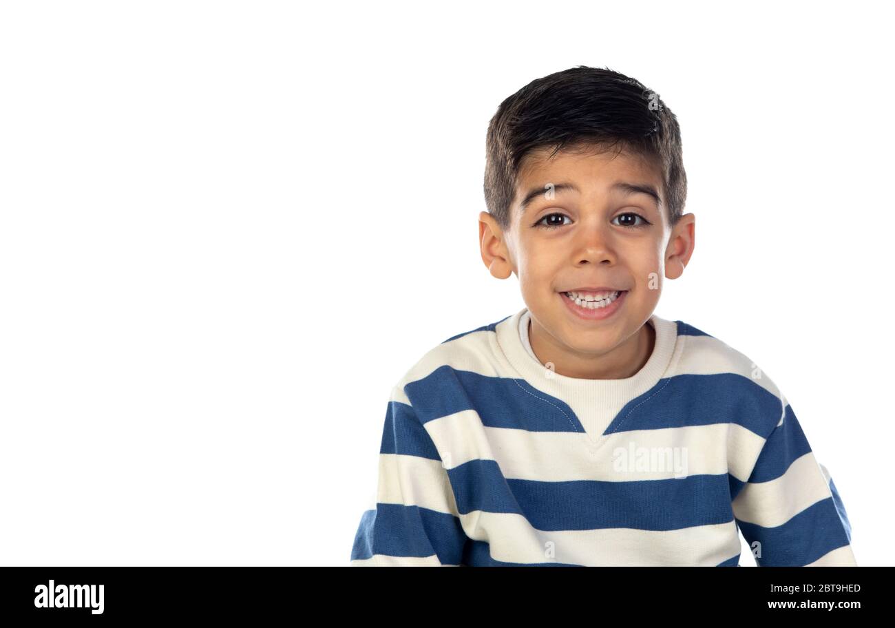 Adorable latin child isolated on a white background Stock Photo - Alamy