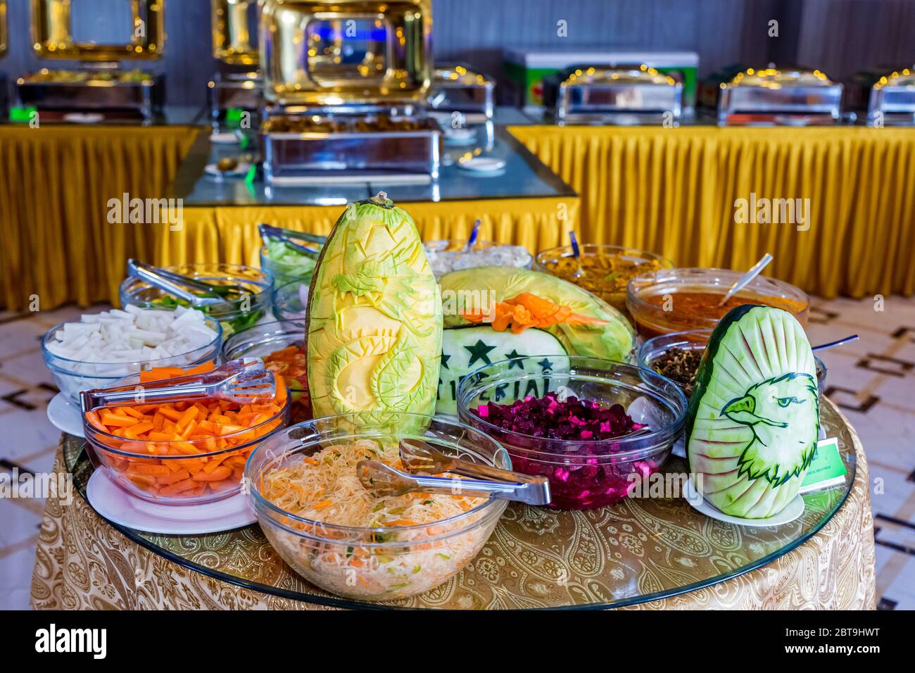 Assorted Salads on the Table,Banquet Buffet Salads Table.Cold ...