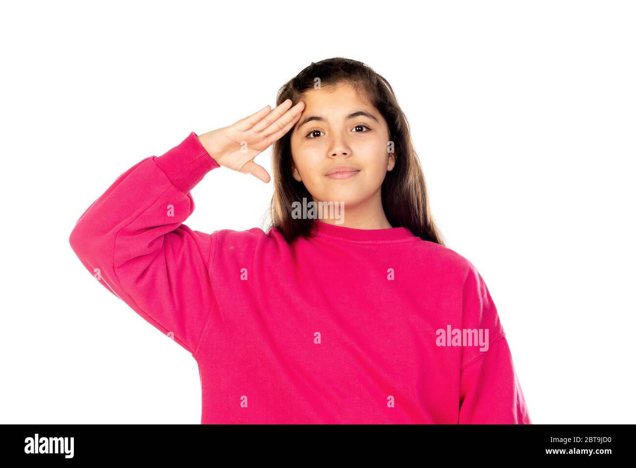 Adorable young girl isolated on a white background Stock Photo - Alamy