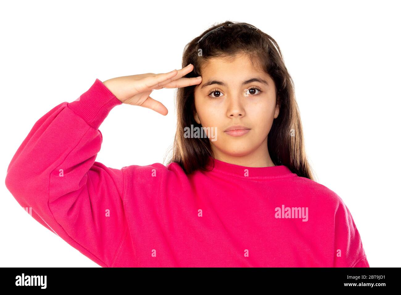 Adorable young girl isolated on a white background Stock Photo - Alamy